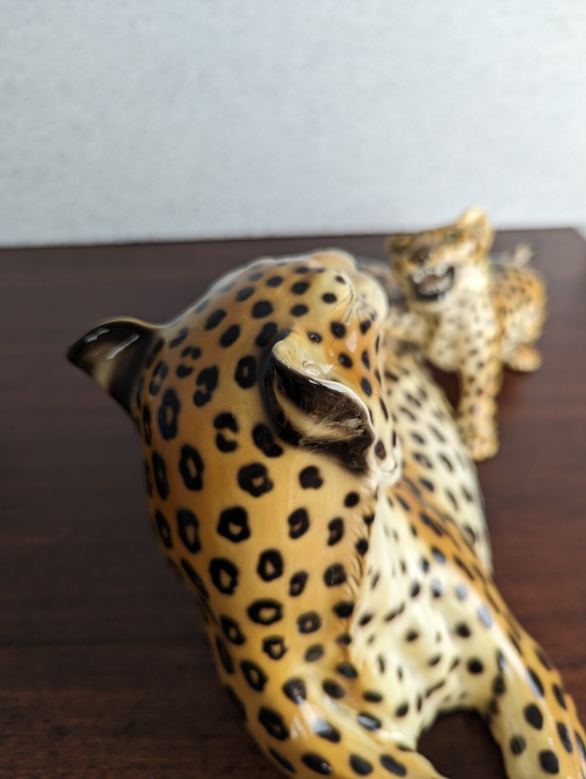Vintage Ronzan Leopard Figurine Resting Attacking Cub Statue Made in ...