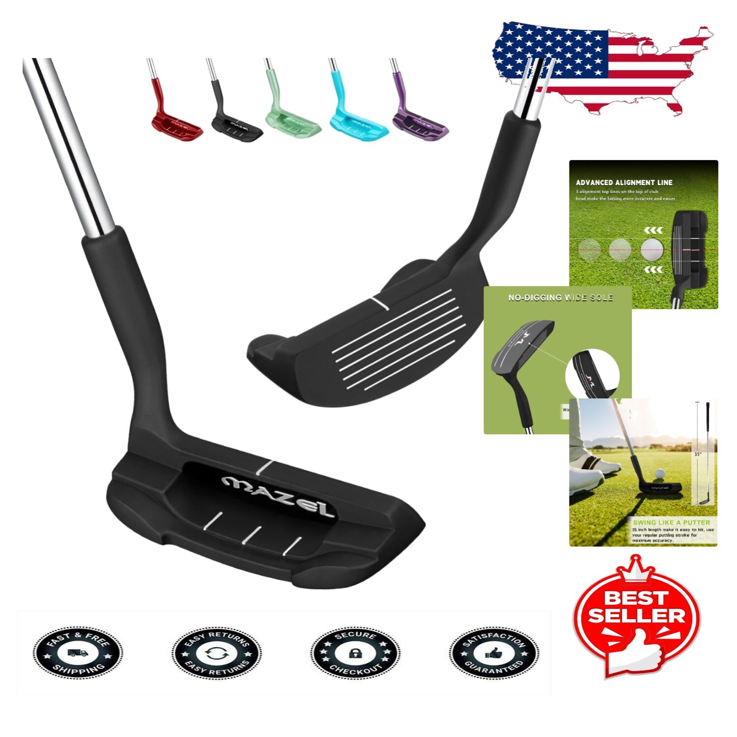 Easy-Swinging Chipper Club with 36° Loft & Putter-Like Length for ...