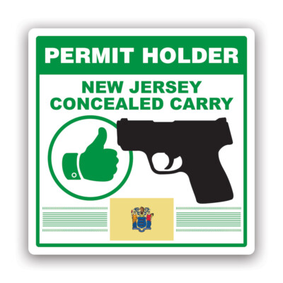 New Jersey Concealed Carry Permit Holder Sticker Decal - Weatherproof ...
