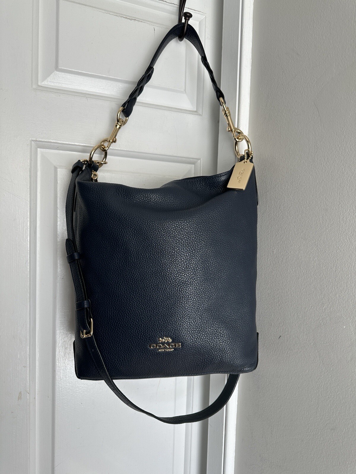 Coach Abby Duffle Navy Blue Pebbled Leather Convertib… - Gem