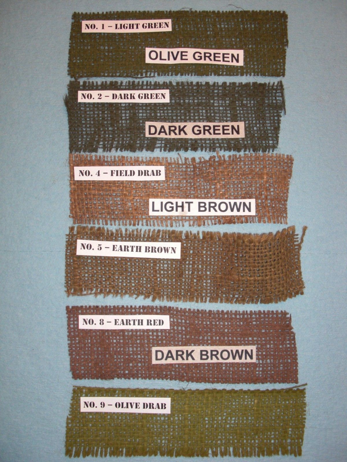 15 ft. ea of Orig. WWII US Army BROWN, OLIVE, & DARK GREEN Camo 2 ...