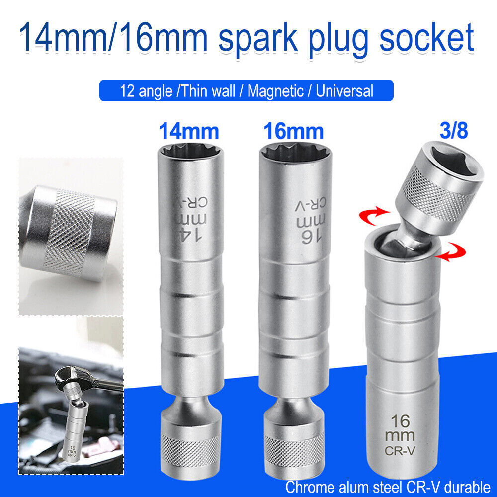 For BMW 12PT 14&16mm Thin Wall Magnetic Swivel Spark Plug Socket 3/8 ...