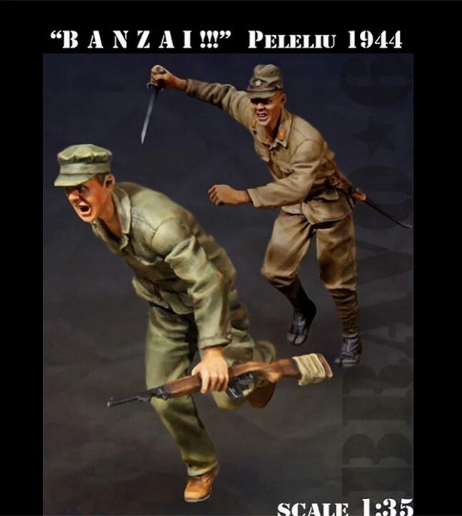 Unpainted 1/35 US Soldier & Japanese Soldier "BANZAI" Resin Figure ...