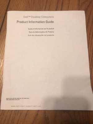 Product Information Guide Dell Desktop Computers Manual Ships N 24h ...