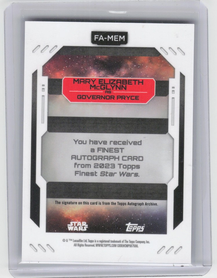 2023 Finest Star Wars #FA-MEM Mary Elizabeth McGlynn Auto | eBay