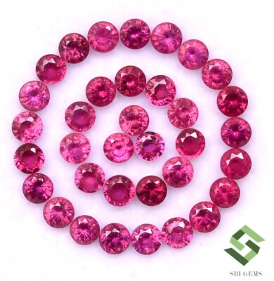 3 mm Natural Ruby Round Cut Lot 40 Pcs 6.77 CTS Calibrated Loose ...