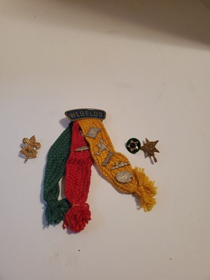Vintage WEBELOS Colors Woven Ribbon Activity Badge W/ pins CUB SCOUTS ...