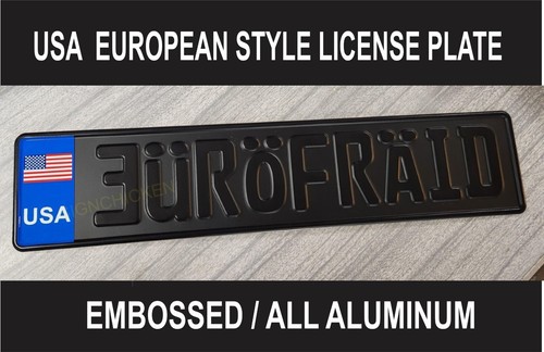 USA - EUROFRAID - BLACK ON BLACK, EURO STYLE, European LICENSE plate ...