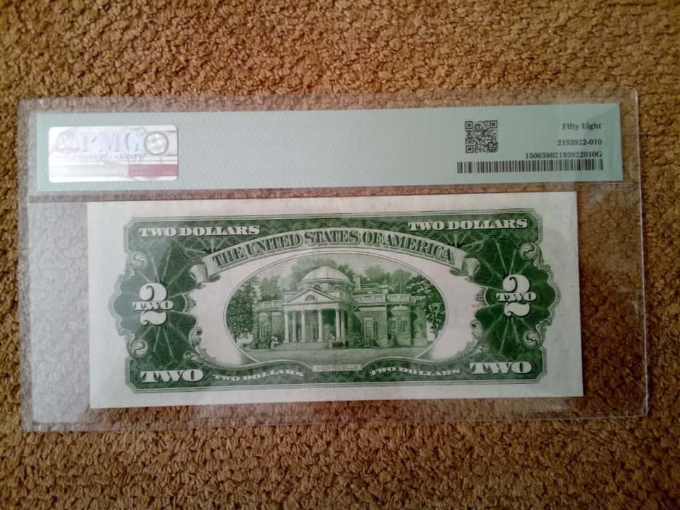 VERY RARE 1928 SERIES E $2 TWO DOLLAR BANKNOTE, VERY NICE, CAU, PMG 58 ...