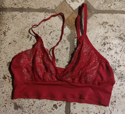 Ruby Ribbon Second Skin Lace Demiette Bralette Red Bra Size 36 | eBay