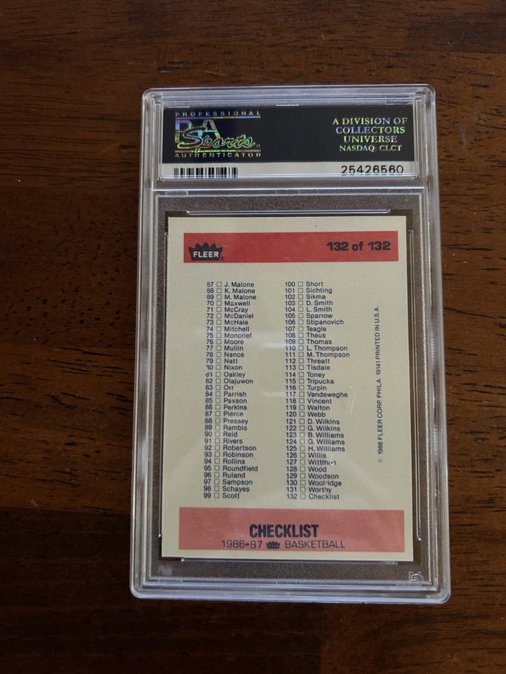 1986-87 Fleer Basketball - #132 Checklist W/Jordan PSA 8 NM-Mint Set ...