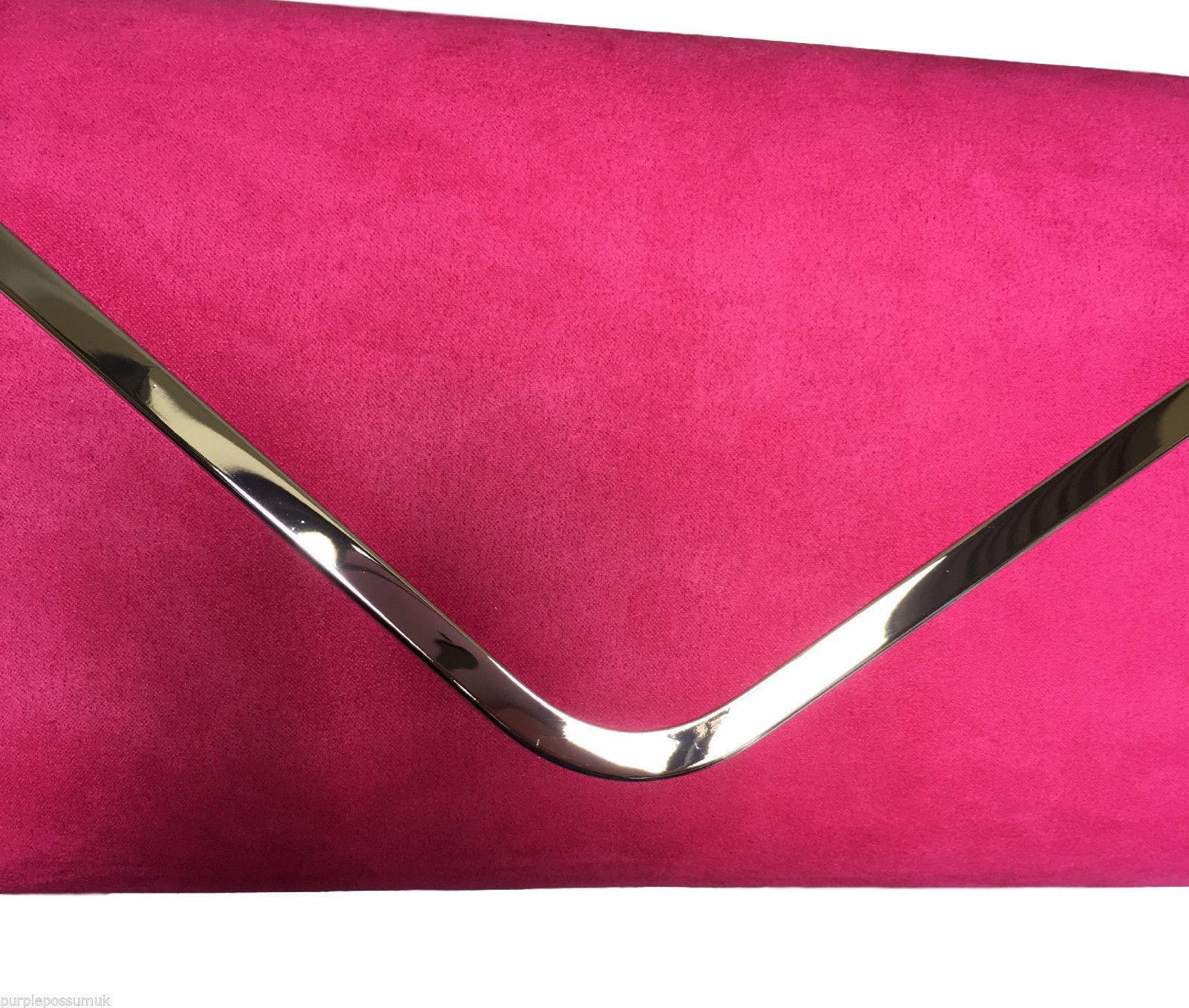 Pink Clutch Bag Cerise Faux Suede Prom Bag Fuchsia Evening Shoulder Bag ...