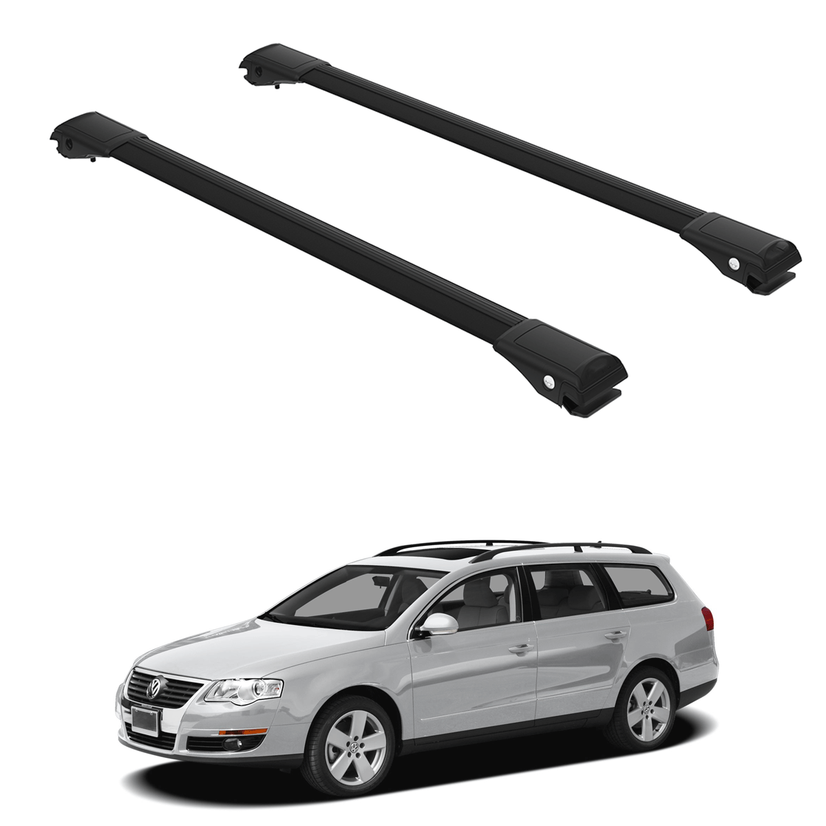Roof Rack Cross Bars to Volkswagen Passat B7 Variant 2010-2014 Black ...