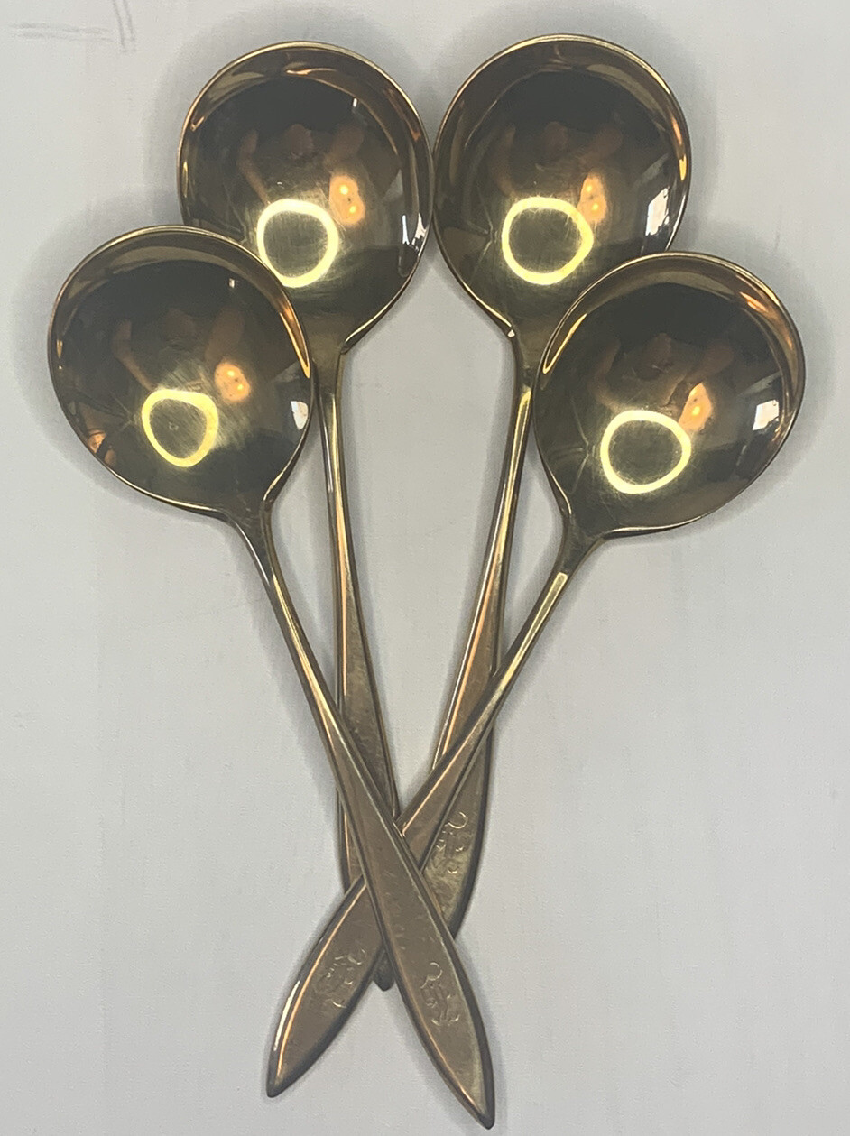 Vintage Dirilyte Dirigold flatware Regal Set Of 4 soup spoons MONOGRAM ...