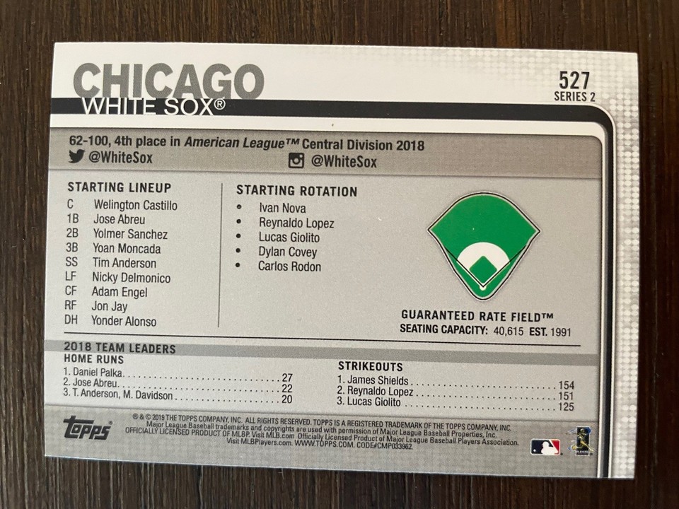 2019 Topps Chicago White Sox Rate Field Baseball Card #527 | eBay