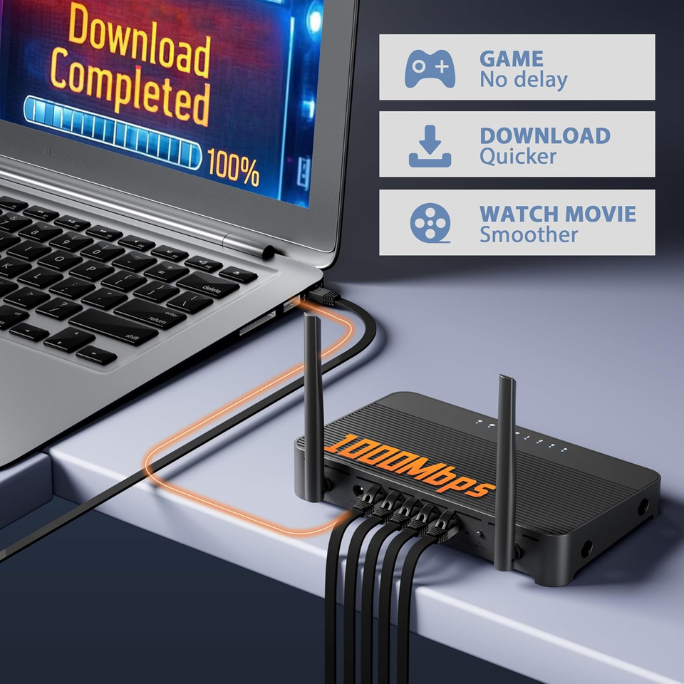 Cat 6 Ethernet Cable 20M, High Speed Long Flat Network LAN, Flexible ...