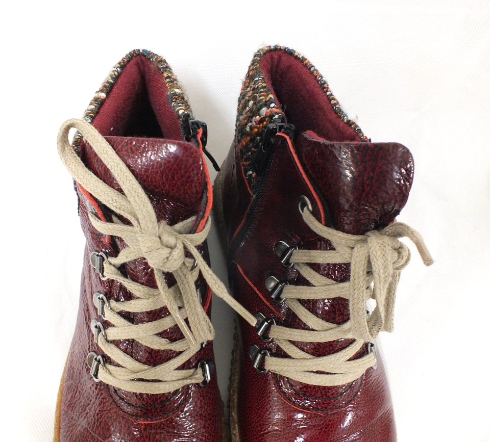 Loretta Burgundy Patent Leather Ankle Boots Size 6 (Nee] | eBay UK