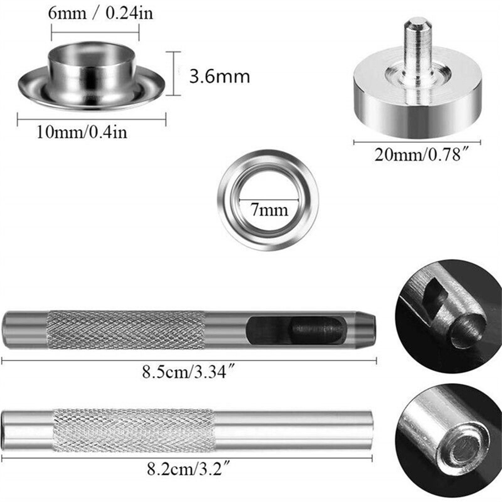 Brass Metal Eyelet Punch Die Kits Grommets Washer Leather Banner Eyelet ...