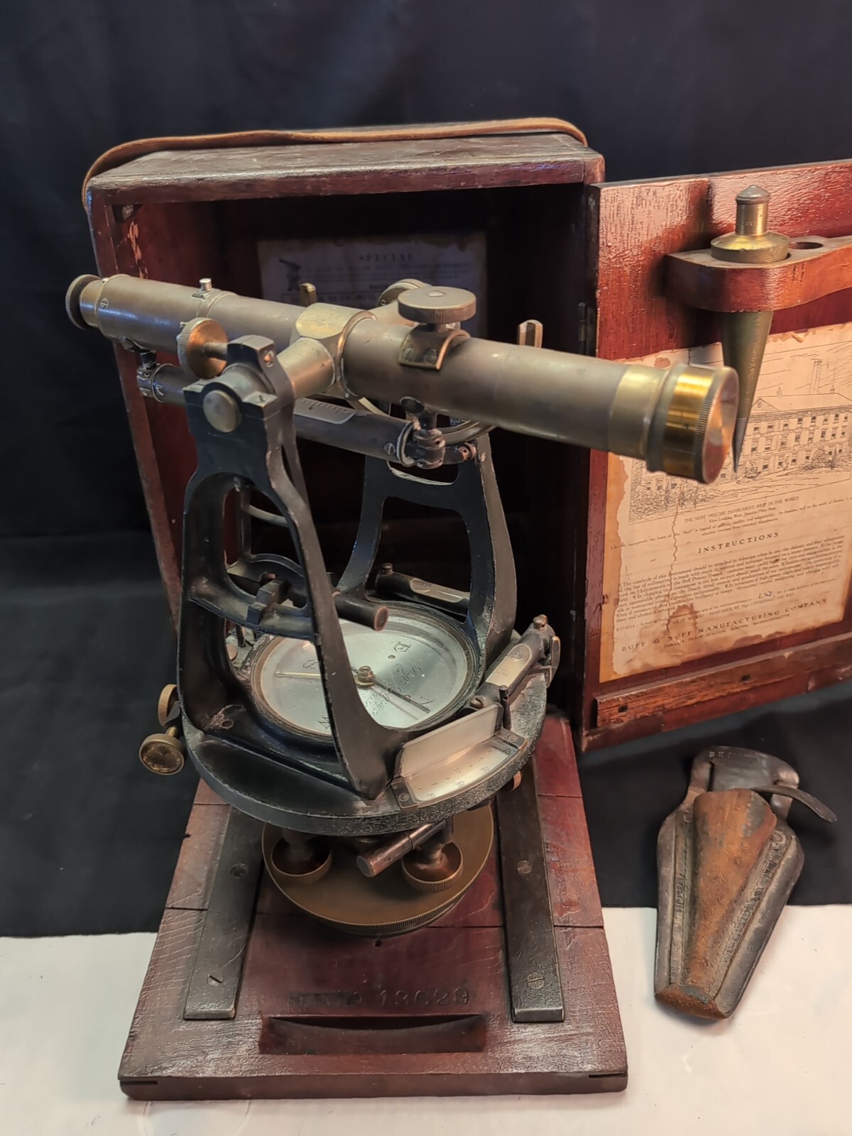 Antique Buff & Buff Engineer Surveyor Transit In Original Wooden Case ...