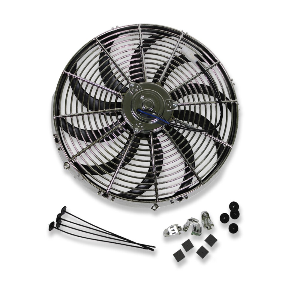 Chrome 16" Electric Radiator Reversible Cooling Fan Curved Blade 3000 ...