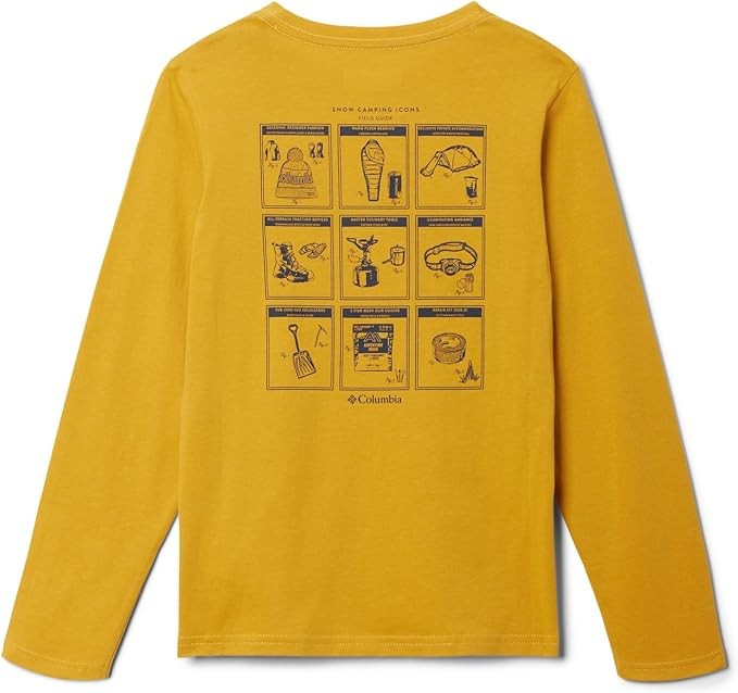 Columbia Boys' Dobson Pass Ls Graphic Tee Mustard LARGE 14/16 | eBay UK