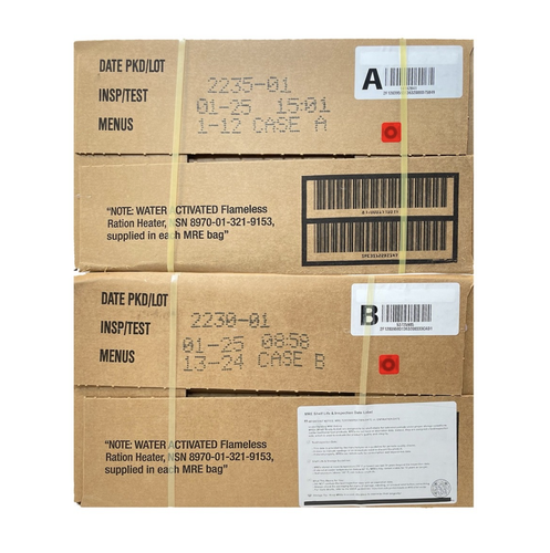 MRE Case A & B U.S. Military Ready to Eat Meals INSP 2025, Menus 1–24 ...