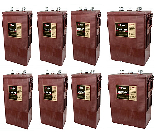 8 PACK Trojan L16E-AC 6 Volt Deep Cycle Battery 370Ah Solar RV Forklift ...
