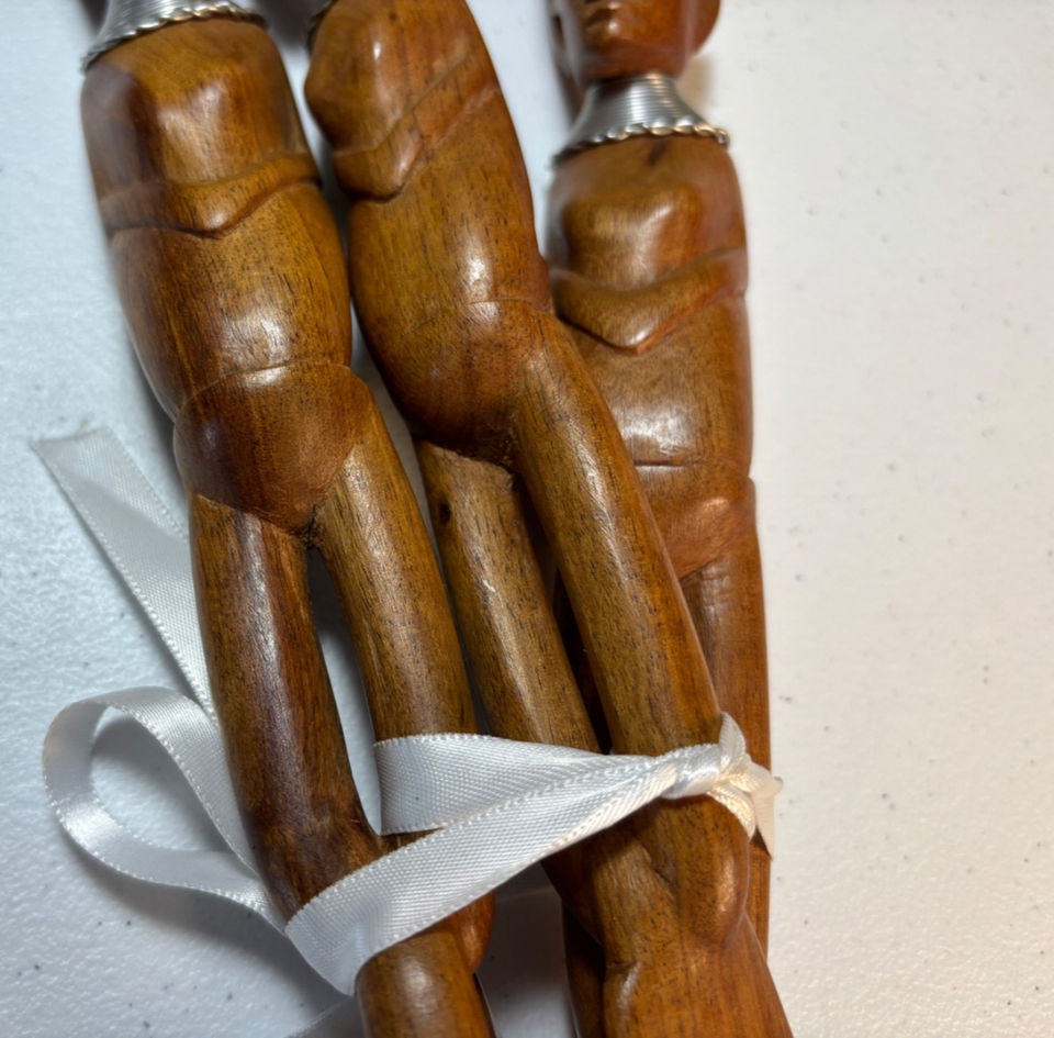 African Carved Wood Tribal Decor Salad Serving Spoon Set | eBay