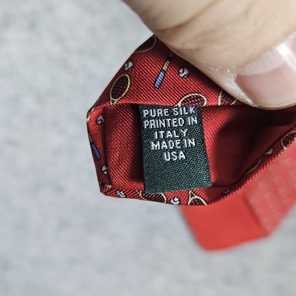 Brooks Brothers Country Club Red Silk Neck Tie Tennis Theme 63x3.5 ...