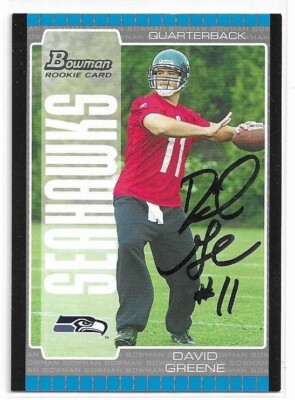 DAVID GREENE Autographed Signed 2005 Bowman ROOKIE card #161 Seattle ...