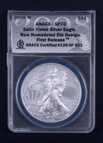2008-W Satin Finish Silver Eagle ANACS SP70 First Day of Issue FDOI ...