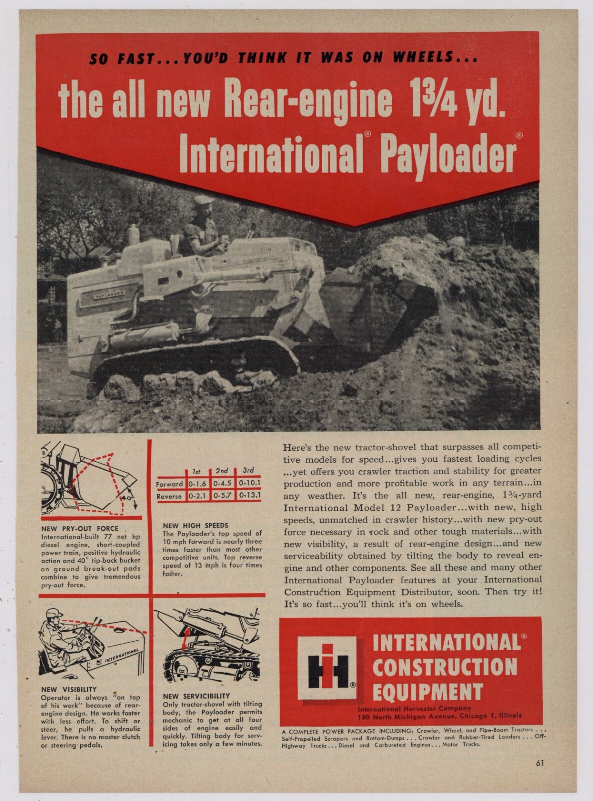 1956 International Harvester Ad: Rear Engine Payloader Model 12 Pic ...