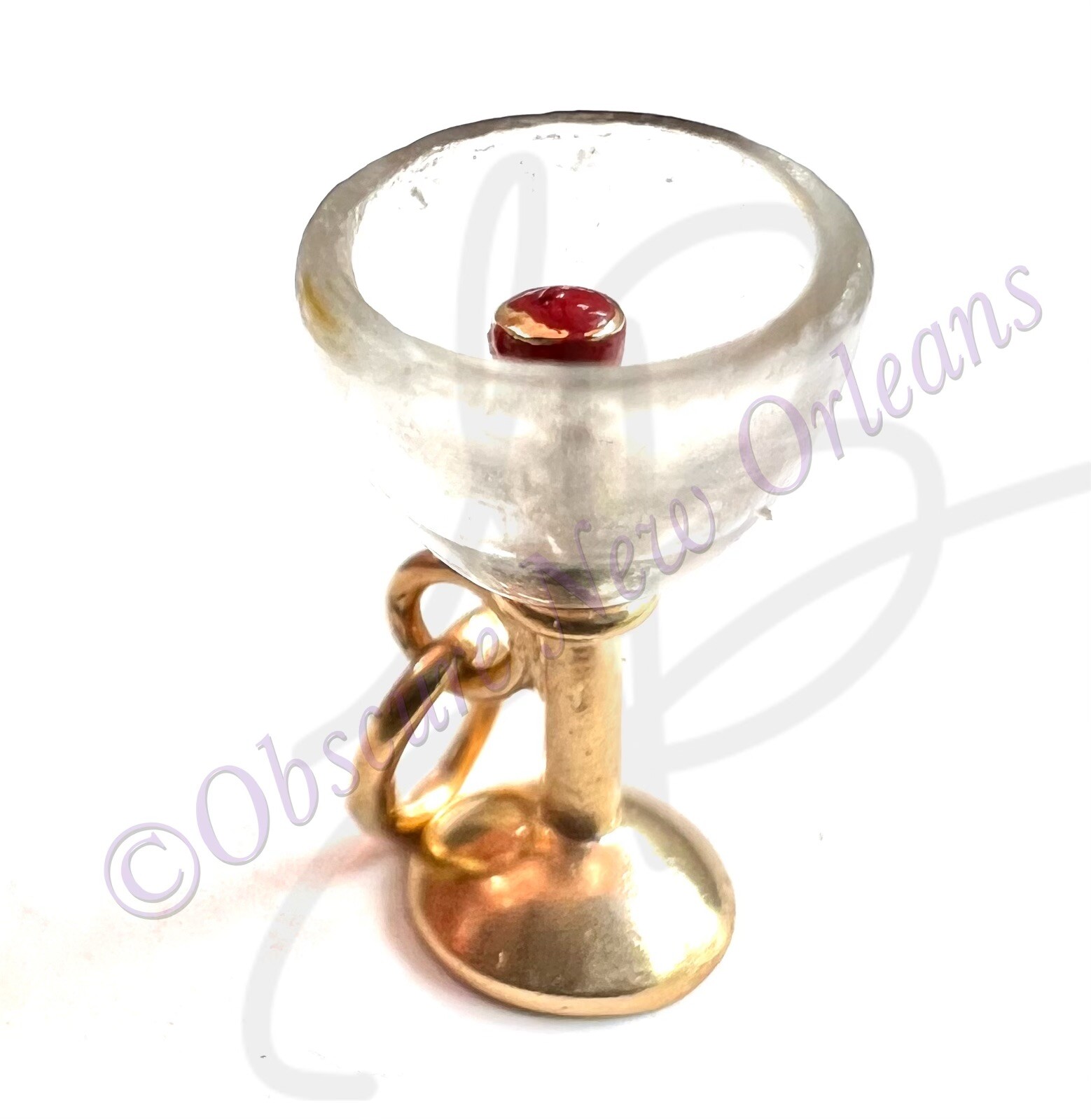 VINTAGE WELLS 14k GOLD AND LUCITE GOBLET PENDANT ESTA… - Gem