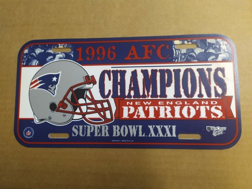 NEW ENGLAND PATRIOTS 1996 AFC CHAMPIONS PLASTIC LICENSE PLATE | eBay