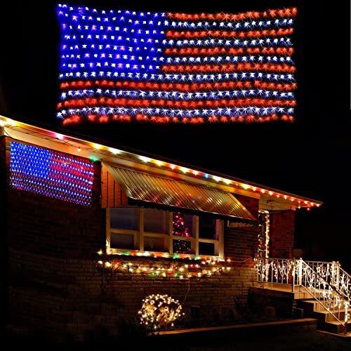 4th of July Decorations, 420 LED 24V Plug in Red White and Blue Plug in ...