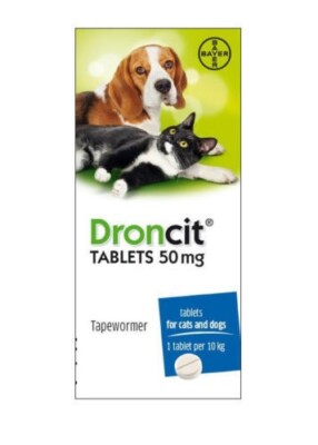 FREE Royal Mail Service -Droncit Dog/Cat Tape Worming Tablets(8 x 50mg ...