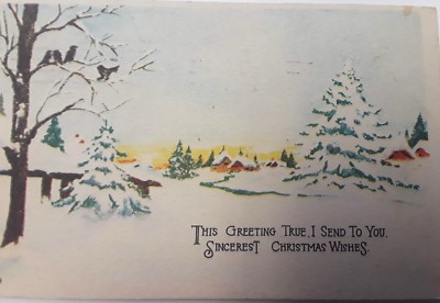Vintage 1925 Christmas Postcard Greeting Card Snowy Scene | eBay