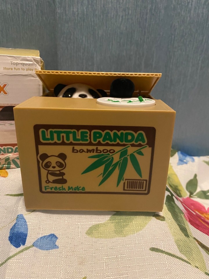 Mischief Panda Bear Automated Coin Stealing Savings Box Piggy Bank | eBay