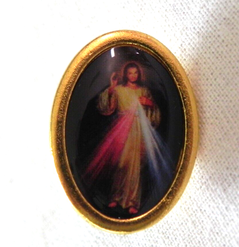 DIVINE MERCY PIN Sacred Heart Jesus Lapel Badge Catholic brooch ITALY ...