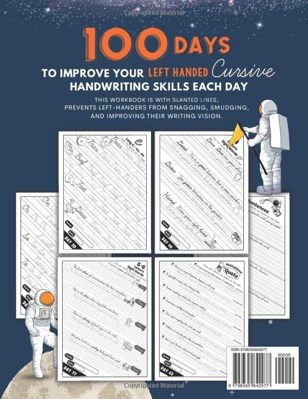 100 Days of Left Handed Cursive Handwriting Workbook For Teens ...