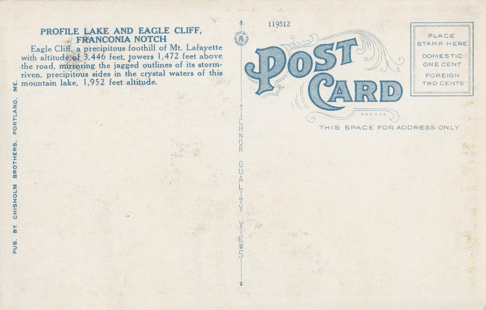 Profile Lake & Eagle Cliff WHITE MOUNTAINS New Hampshire USA Postcard ...