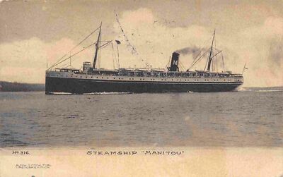 Steamer Manitou Great Lakes Petoskey Michigan 1907 postmark postcard | eBay