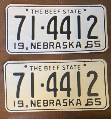 Nebraska 1965 KIMBALL COUNTY License Plate PAIR # 71-4412 | eBay