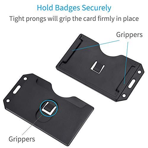 Multi Badge Holder 2 Sided Vertical Black ABS Rigid Plastic ID Card 5 ...