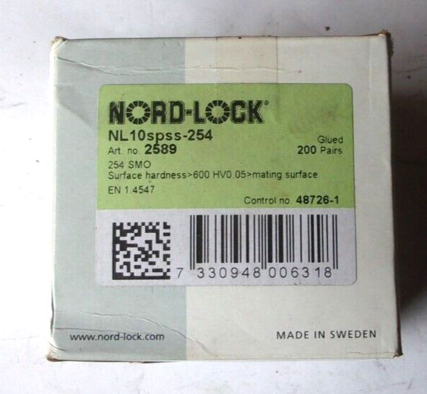 NORD-LOCK NL10spss-254 stainless-steel wedge-locking washers 10MM 200 ...
