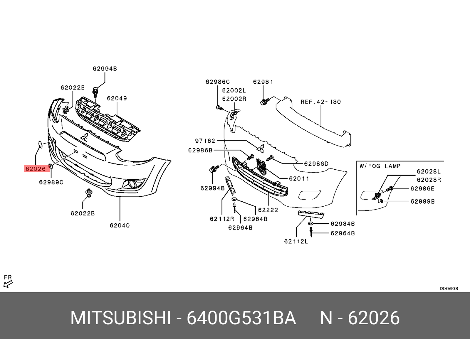Genuine OE Cover Front Bumper 6400G531BA for Mitsubishi 6400G-531BA | eBay