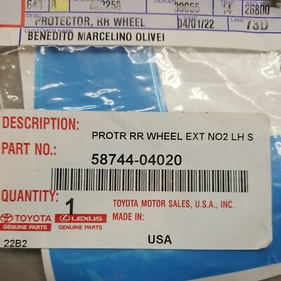 Genuine 2016-2020 Toyota Tacoma Side Panel Protector Left Bedside 58744 ...