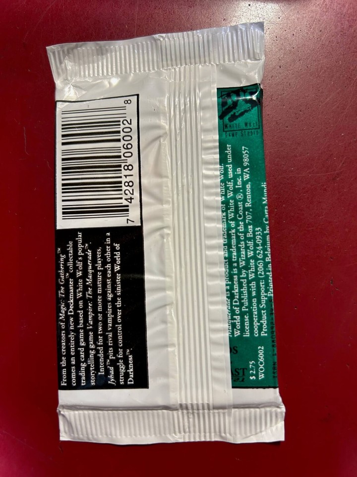 Jyhad, Vampire the Masquerade Booster Pack (1) TCG trading card game ...