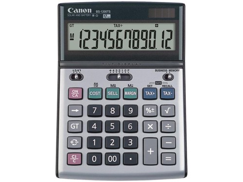 Canon 12-Digit Desktop Calculator Tilt Adj. LCD Dual pwr Beige BS1200TS ...