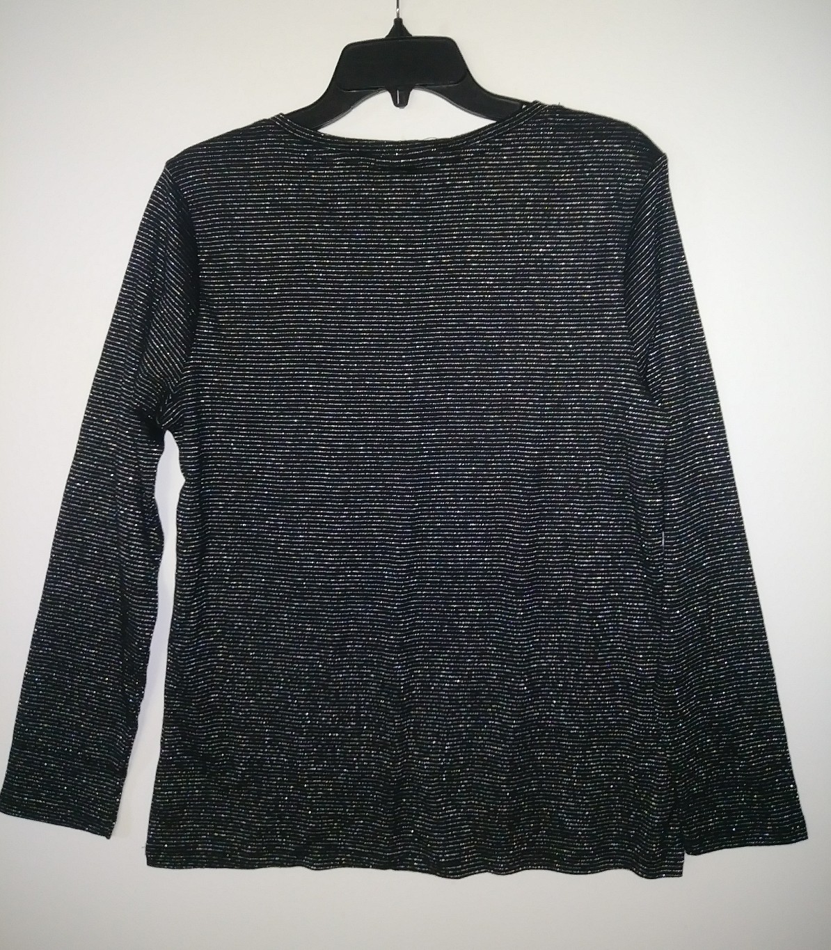 LAURA SCOTT MISSY CORE TEES V-NECK TEE BLACK METALLIC STRETCH SIZE ...